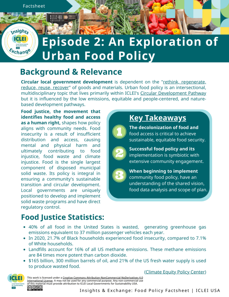 Insights & Exchange Episode 2: An Exploration Urban Food Policy ...